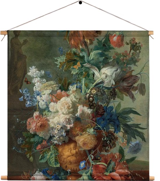 Textielposter Jan Davidsz Stilleven met bloemen in een glazen vaas 1650-683 Vierkant L... | bol.com