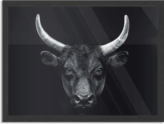 Poster Stier Ready To Fight 01 Rechthoek Horizontaal Met Lijst L (50 X ...