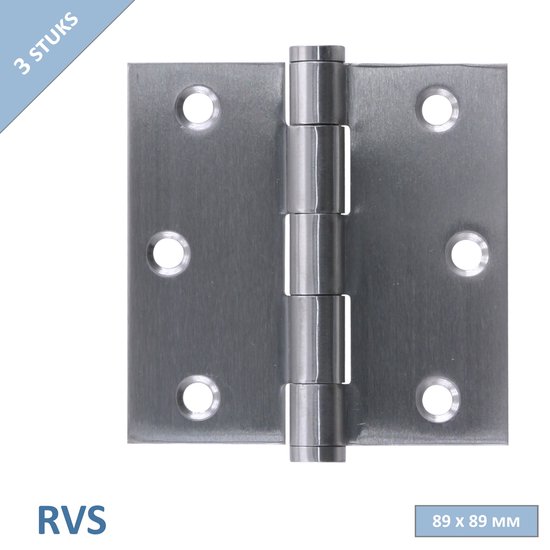 TQ4U Scharnier RVS 89x89 mm - Geborsteld - Rechte hoek - Losse pen ...