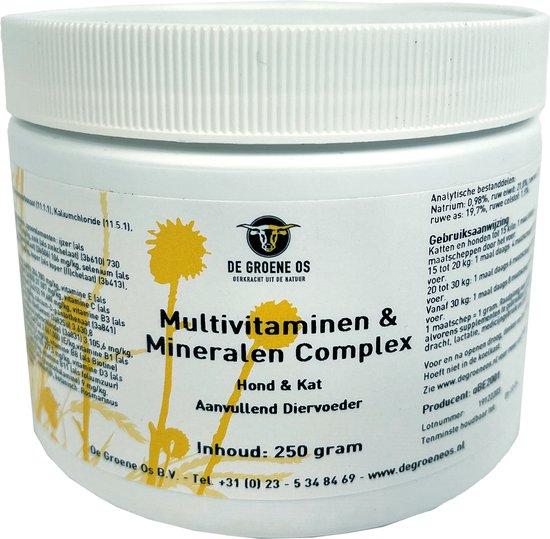 De Groene Os Multivitaminen / Mineralen Complex Hond / Kat 250 GR | bol
