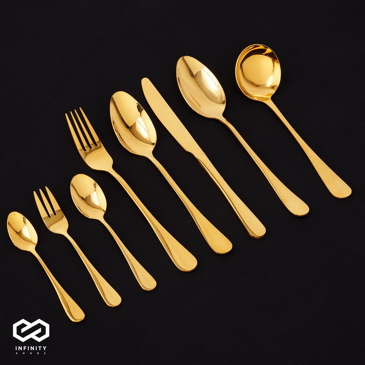 Infinity Goods Bestekset - Goud - 39-Delig - 6 Persoons Bestek ...