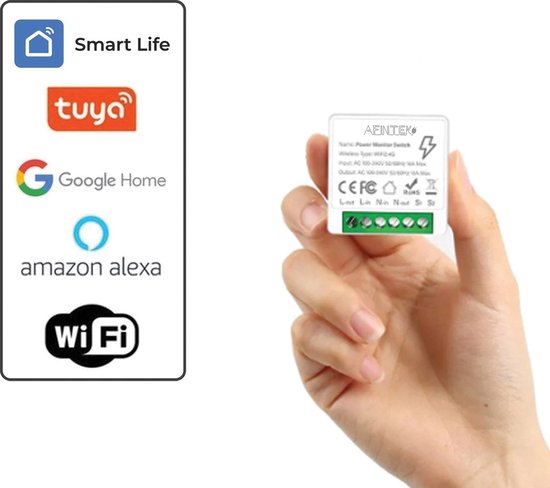 AFINTEK Smart Life DIY Mini Smart Switch - 16A - Energieverbruik Meten ...