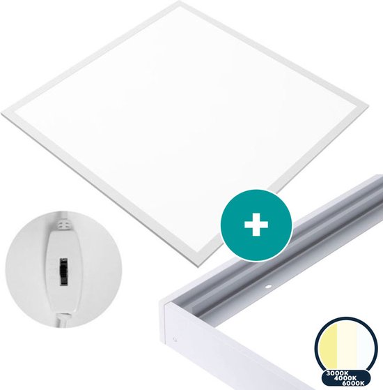 Led paneel 60x60 opbouw 3 kleuren 3000K/4000K/6000K Basic | bol