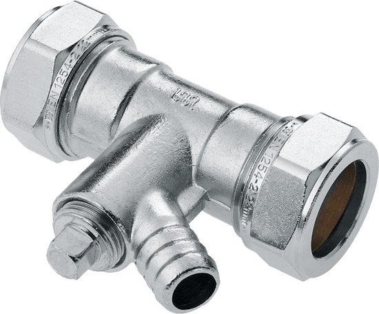 Bonfix knelkoppeling - Rechte koppeling met aftapgelegenheid - 15mm x 15mm - Vertint... | bol