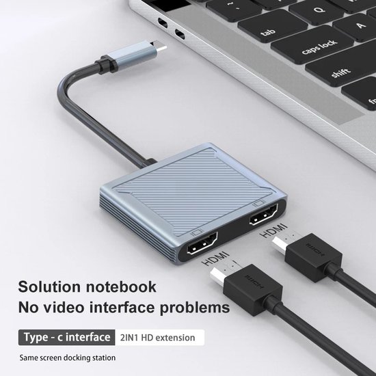 Type C Adapter - USB-C naar 2X HDMI - 4K DUAL HDMI HUB - HDMI adapter ... Type C Adapter - USB-C naar 2X HDMI - 4K DUAL HDMI HUB - HDMI adapter ...