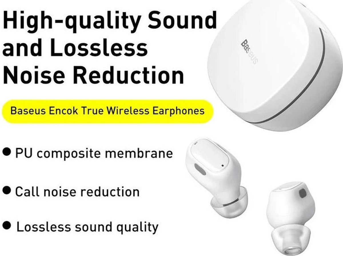 Baseus Bowie WM01 TWS Headset Draadloze Bluetooth Oordopjes Zwart | bol