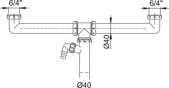 Sanivesk 1189021 Duploafvoer Gelijk 6/4x40mm Wit | bol