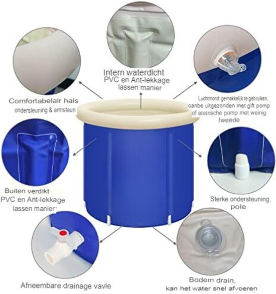 Ijsbad Opblaasbaar - Ice Bath - Dompelbad - Blauw - 75cm | bol