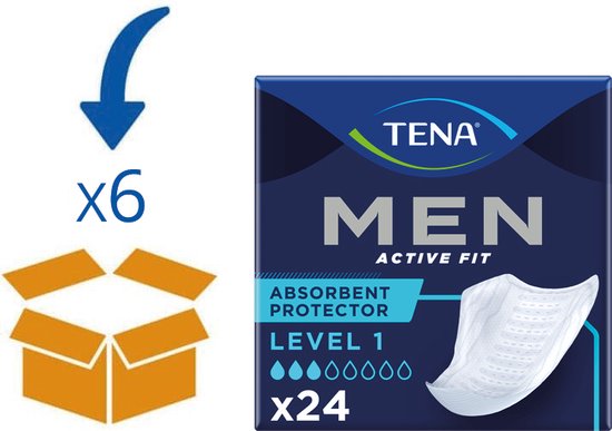 Tena Inlegger Mannen Level 1 - Lichte incontinentie - 6 pakken - 144 ...
