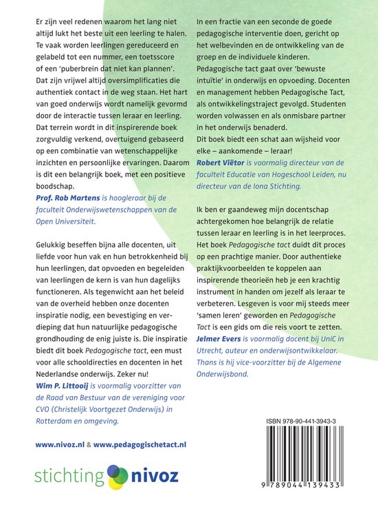 Pedagogische tact - Boek over leraar-leerling interactie door Luc ...