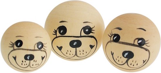 Houten kralen met Beren gezichtjes 3 stuks 30, 35 en 40 mm met boorgat ...