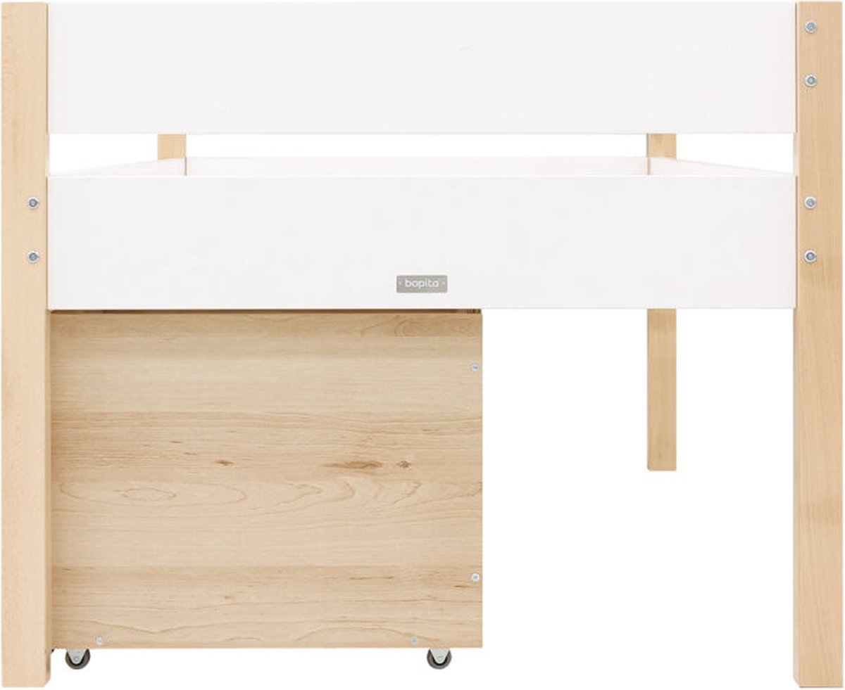 Bopita Lucas compactbed 90x200 met 3 opbergbakken - Wit/Naturel | bol
