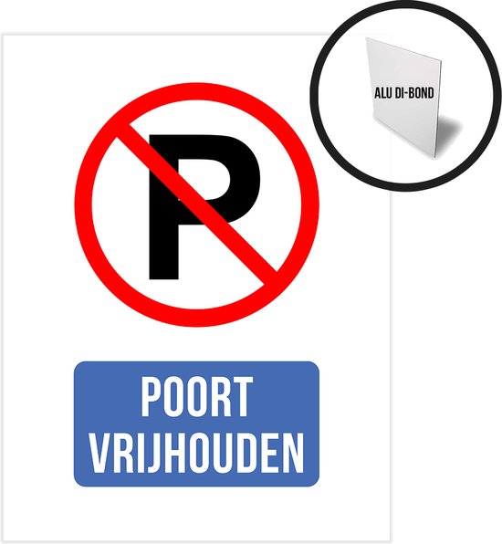 Pictogram/ bord Dibond + boorgaten | "Poort vrijhouden" | 27 x 36 cm ...