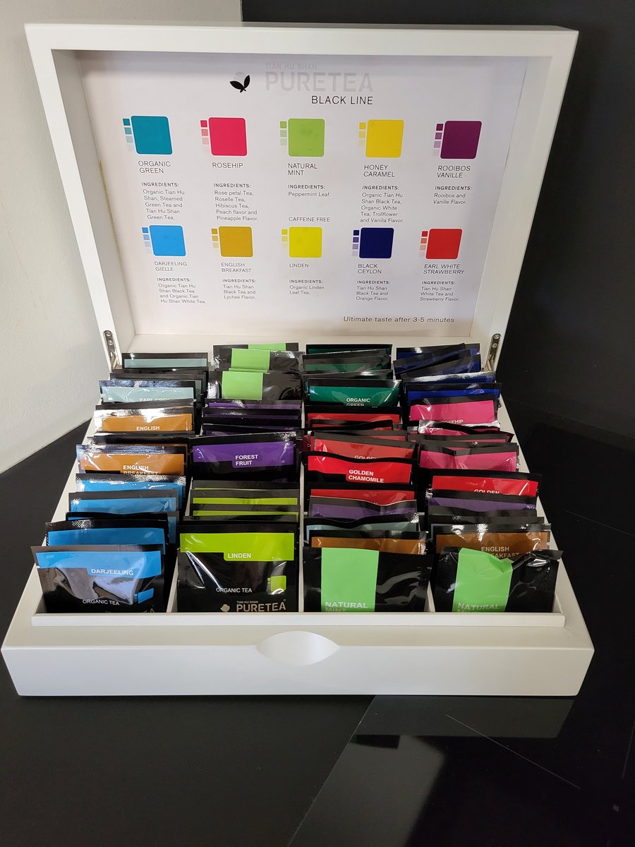 Grote theedoos puretea wit | 12 vaks gevuld biologische piramide thee ...