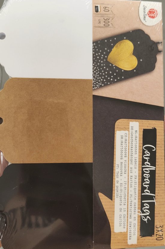 Kartonnen labels set - Cadeaulabels - Cardboard tags - Decotime - 3 ...