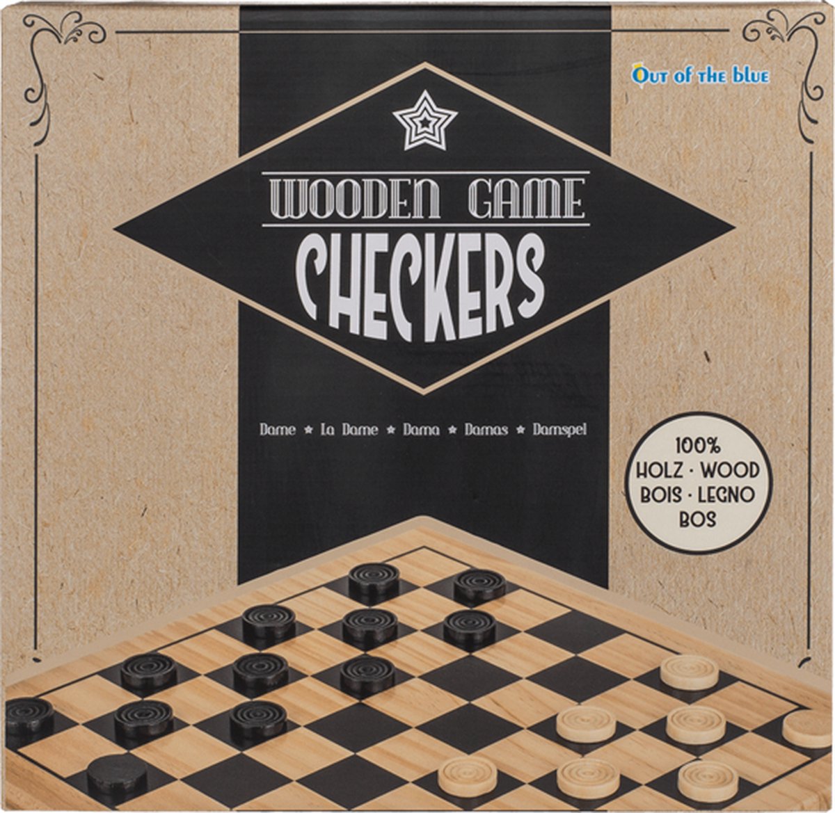 Houten damspel met damstukken en bord 28 x 28 cm - Denkspellen - Dammen ...