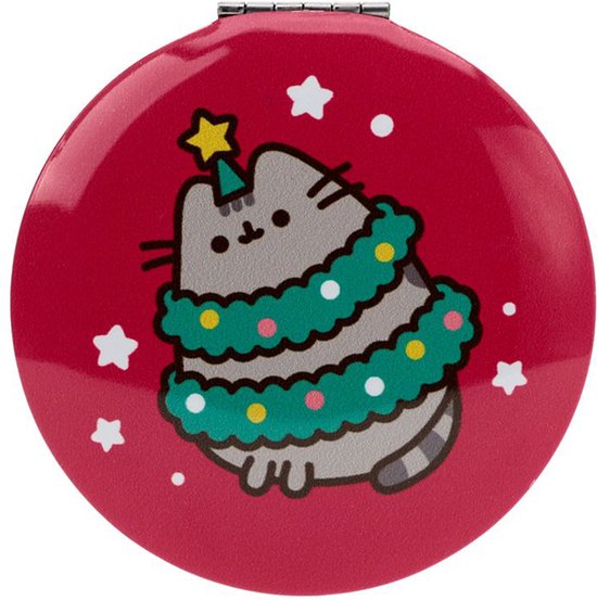 Make Up Spiegeltje Compact - Pusheen Kerst - Fuchsiaroze - met Klepje - 7x6,5x1cm | bol