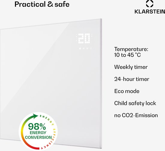 Klarstein Infraroodverwarming met Thermostaat - 1200W Elektrische ...