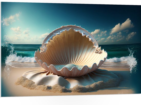 PVC Schuimplaat- Schelp - Zee - Strand - 105x70 cm Foto op PVC ...