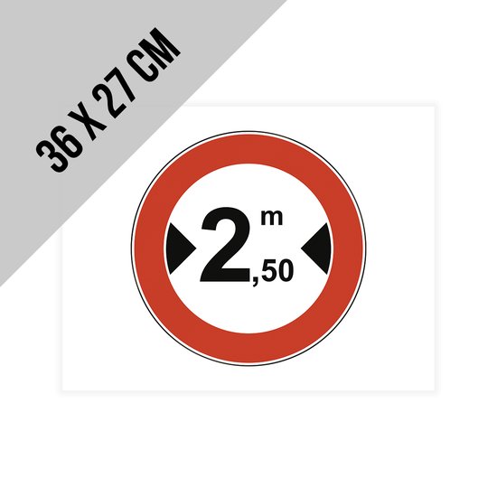 Pictogram/ bord | Breedtebeperking 2,50 meter | 36 x 27 cm | Maximale ...