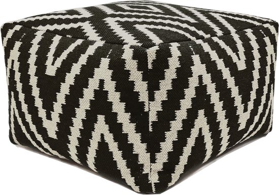SVJ Poef Vierkant - 55 x 55 x 37 cm - Katoen - Zwart | bol