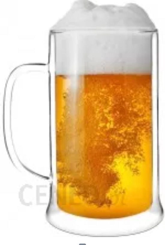Vialli Design - dubbelwandige bierpul - 500ml transparant - met oor - bierglas | bol