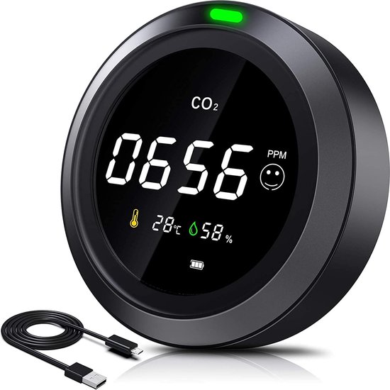Equivera CO2 Meter - Luchtkwaliteitsmeter - CO2 Meter Binnen - CO2 Melder | bol