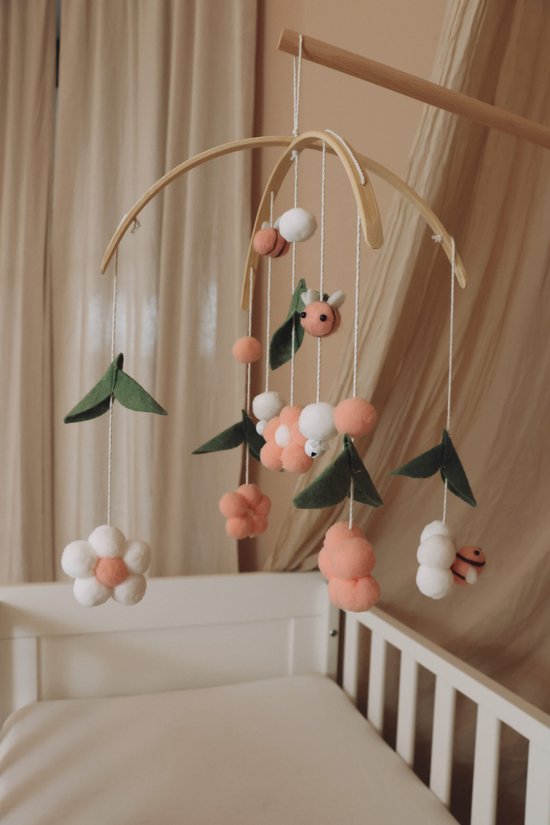 Handgemaakte Roze Bijen baby mobiel - muziek mobiel - boxmobiel ...