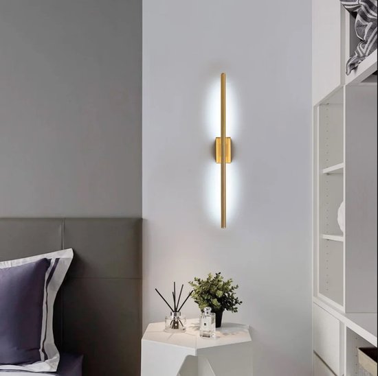 LuxiLamps - Wandlamp Goud - Moderne LED Lamp - 60 cm - Koud Wit 6000K ...