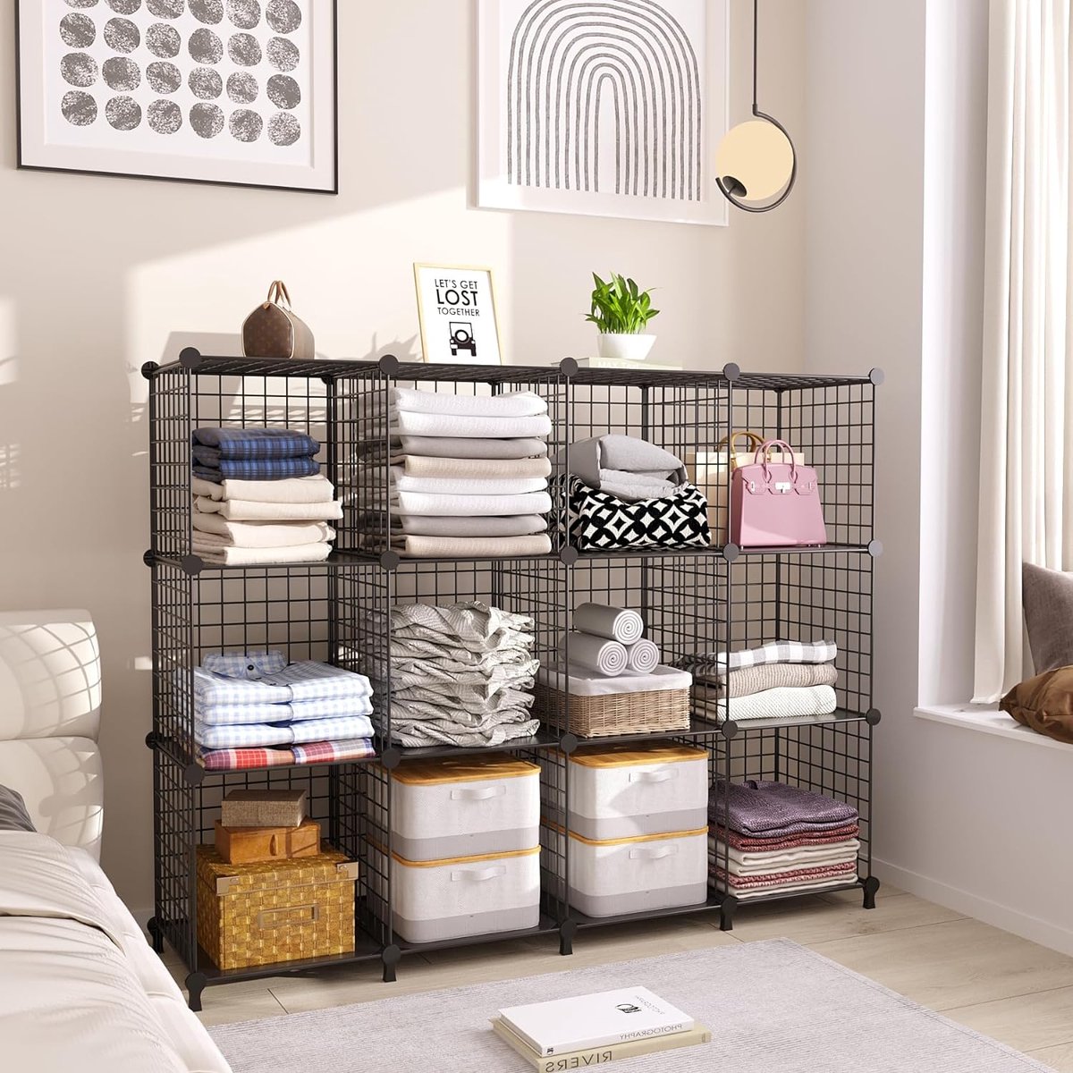 12 Plank Draadkubus Stapelbare Plankkubus DIY Metalen Raster Plankkubus ...