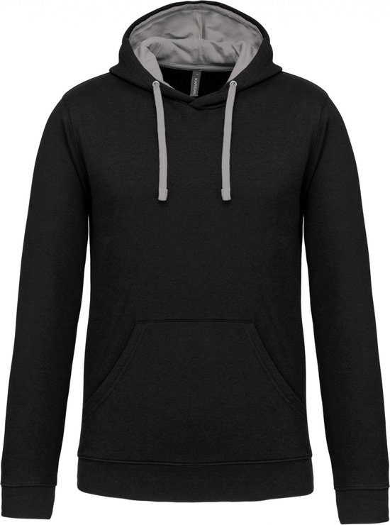 Kariban Hooded sweater met contrasterde capuchon K446 - Black / Fine Grey - L | bol