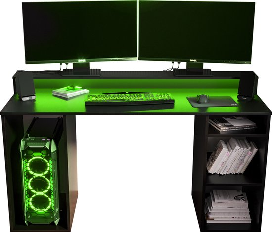 Game Bureau Gaming Desk met LED Verlichting Tafel Computer Bureau ...