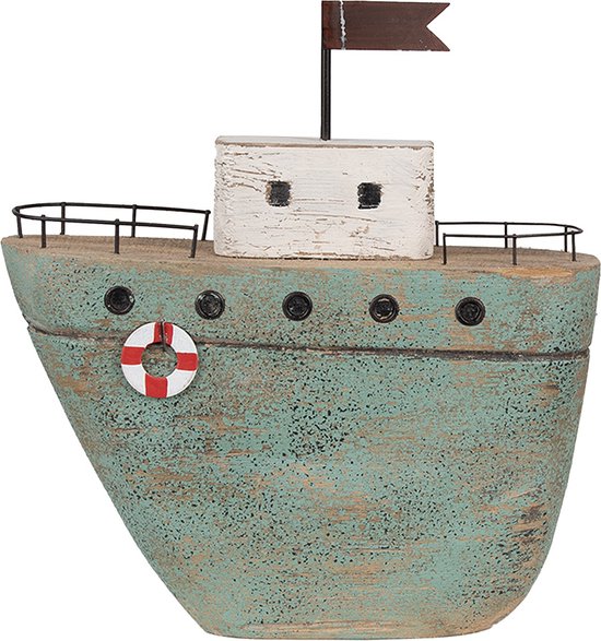 Clayre & Eef Decoratie Model Boot 23 cm Groen Hout IJzer | bol