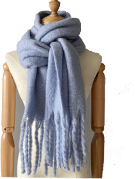 Sjaal Blue Fluffy met franjes / chunky fluffy scarfs / accessoires ...
