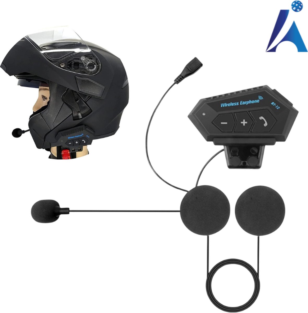 Draadloze Motorhelm Headset - black friday 2023 - Brommer Helm ...