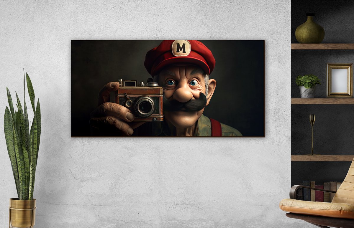 Canvas Schilderij - Mario - Gepensioneerde Mario - Kamer decoratie ...