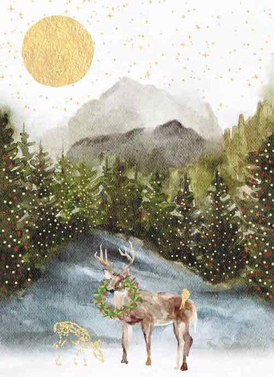 Kaart - Kerst - Festive - Hert met krans - FST038 | bol