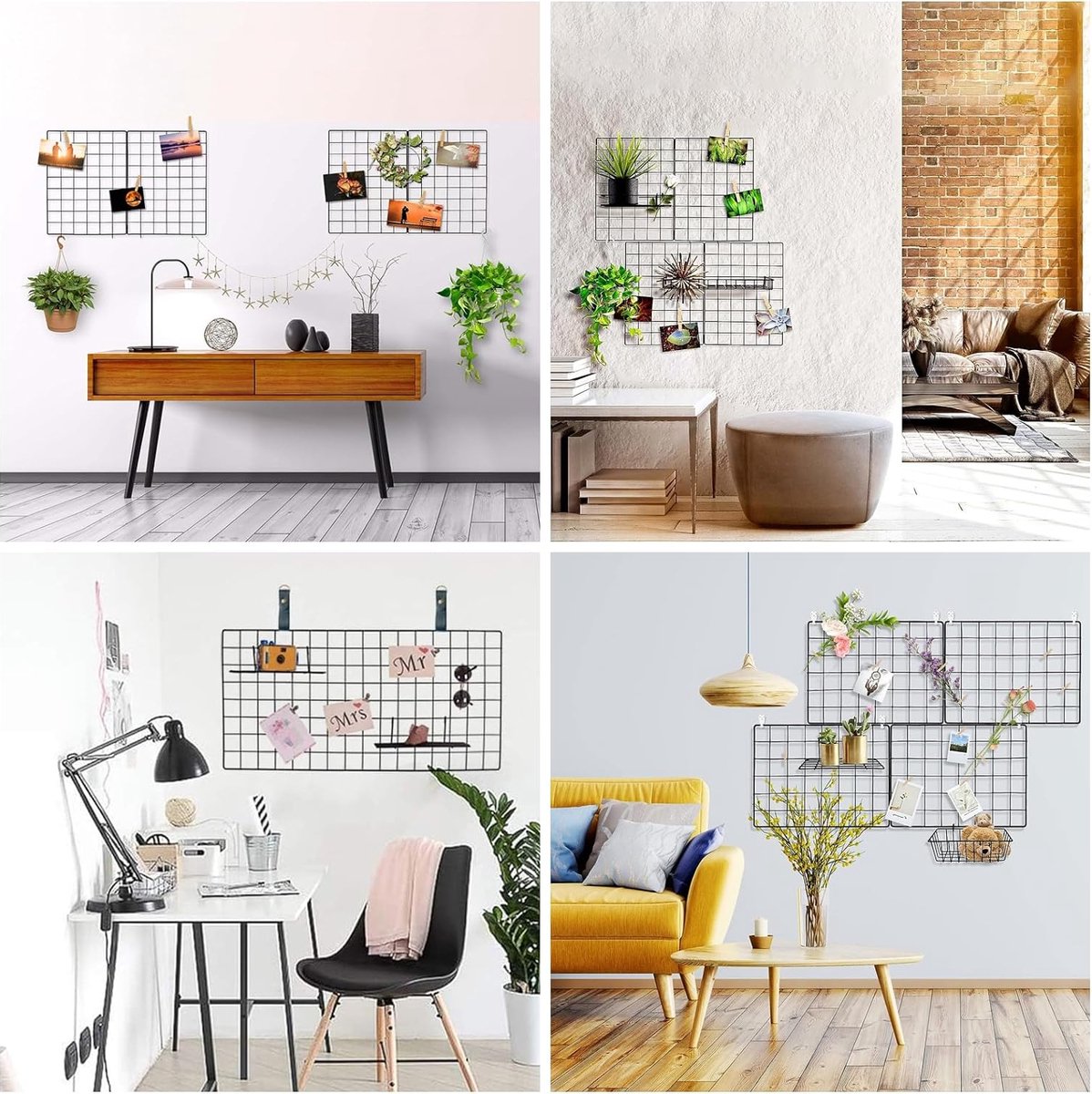 Grille Murale, Grille Murale, Noir, Grille Photo, Grille en Fer DIY de ...