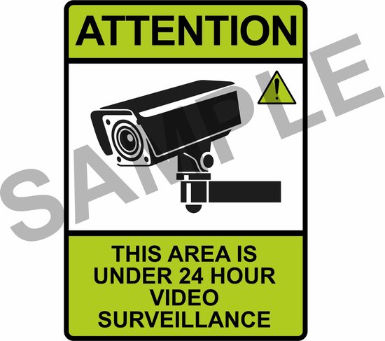 5 stuks Sticker - Let op - Camerabewaking - Fel groen - engelstalig ...