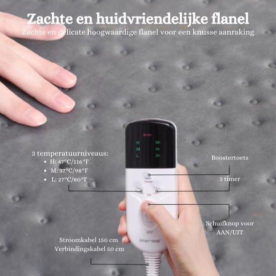 Elektrische Warmtedeken 150 x 80 cm - Elektrische onderdeken ...
