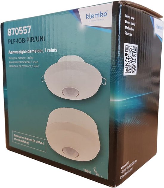 Klemko Bewegingsmelder - inbouw - 2200W 7m PLF-IOB-PIR/UNI - Wit | bol