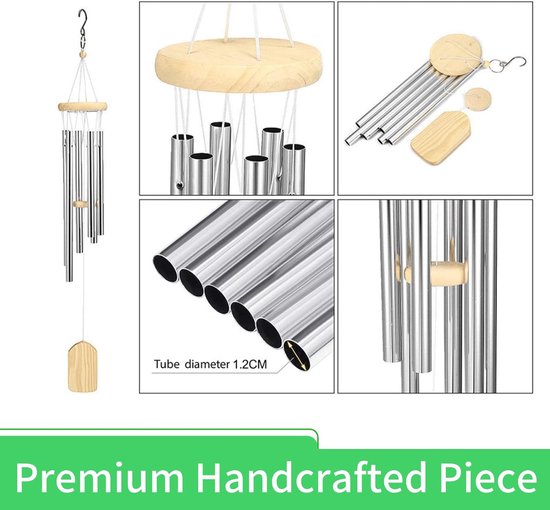 Windgong voor Buiten, 6 Metalen Buizen Windgong voor in de Tuin, Windgong Metaal... | bol