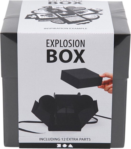 Explosion box creotime 12x12x12cm zwart - 4 stuks | bol