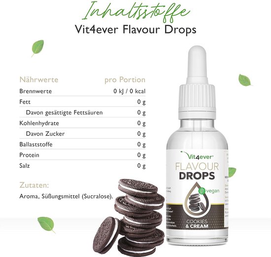 Smaakdruppels 50 ml - Smaak: Cookies & Cream - Flavour drops ...