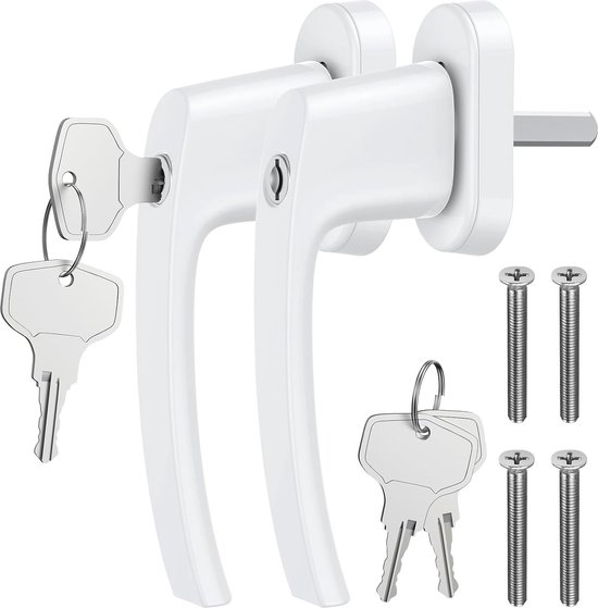 Afsluitbare raamgrepen, set van 2 aluminium raamsloten met sleutels ...
