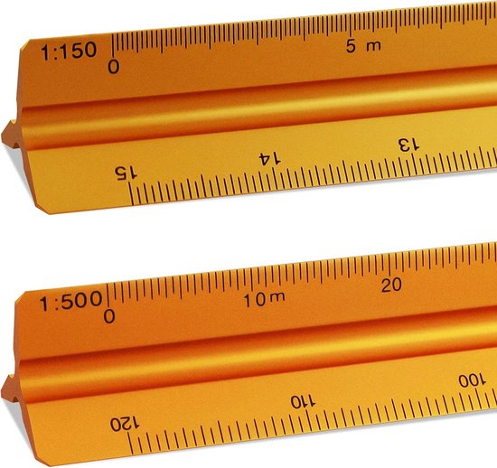 Set van 2 driehoekige linialen van 30 cm, SZXMDKH Schaal 1:20, 1:25, 1: ...