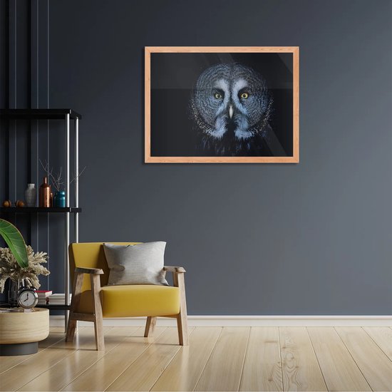 Poster Uil Hoofd Close Up Rechthoek Horizontaal Met Lijst L (50 X 40 CM ...