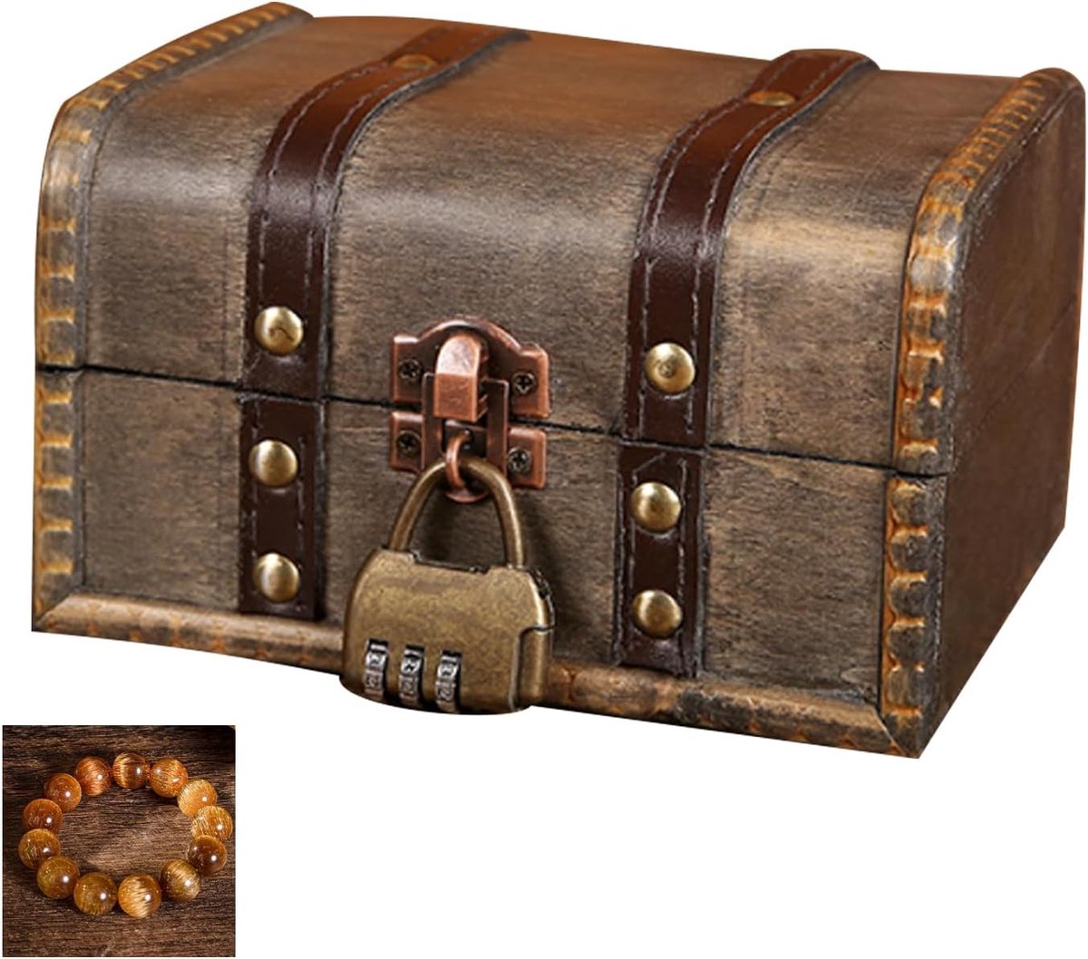 Houten houten kist schatkist kleine houten schatkist met slot kleine ...