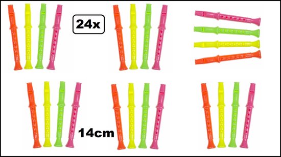 24x Blokfluit mini 14cm assortie kleuren - fluit muziek fun uitdeel ...