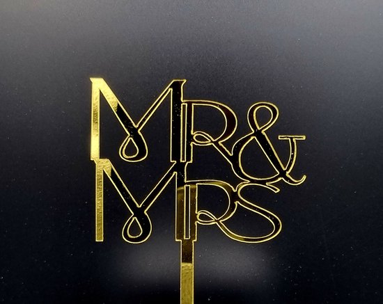 MR & MRS - Taart Topper - Acryl - Goud | bol